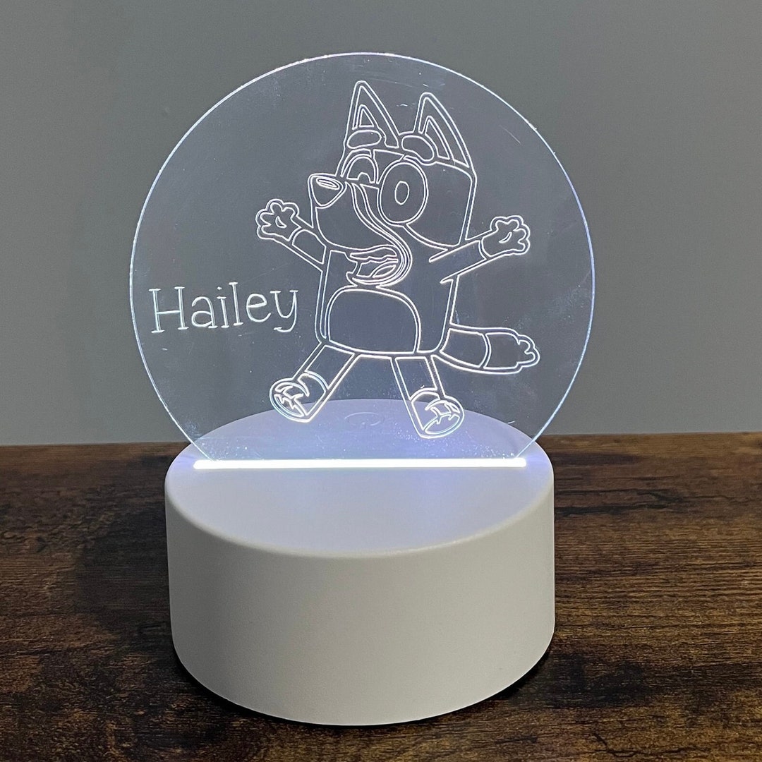 Cartoon Character Light, Bluey Lamp, Personalized With Name, Blue ...