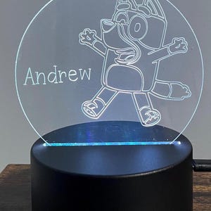 Cartoon Character Light, Bluey Lamp, Personalized With Name, Blue ...