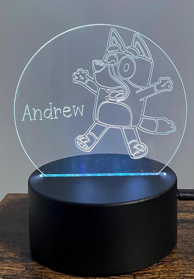 Cartoon Character Light, Bluey Lamp, Personalized With Name, Blue ...