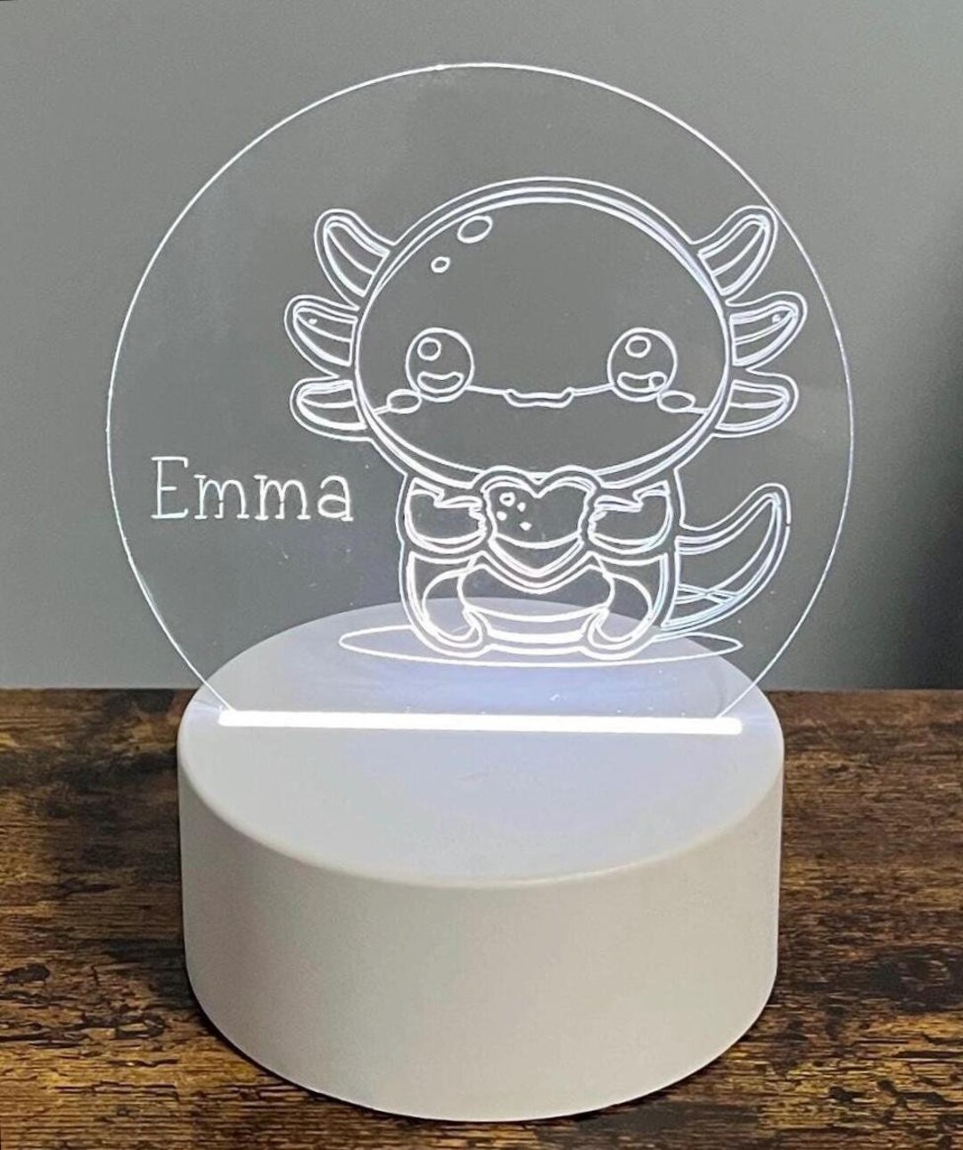 Personalized Axolotl Night Light: Engraved LED Color Changing Lamp - Etsy