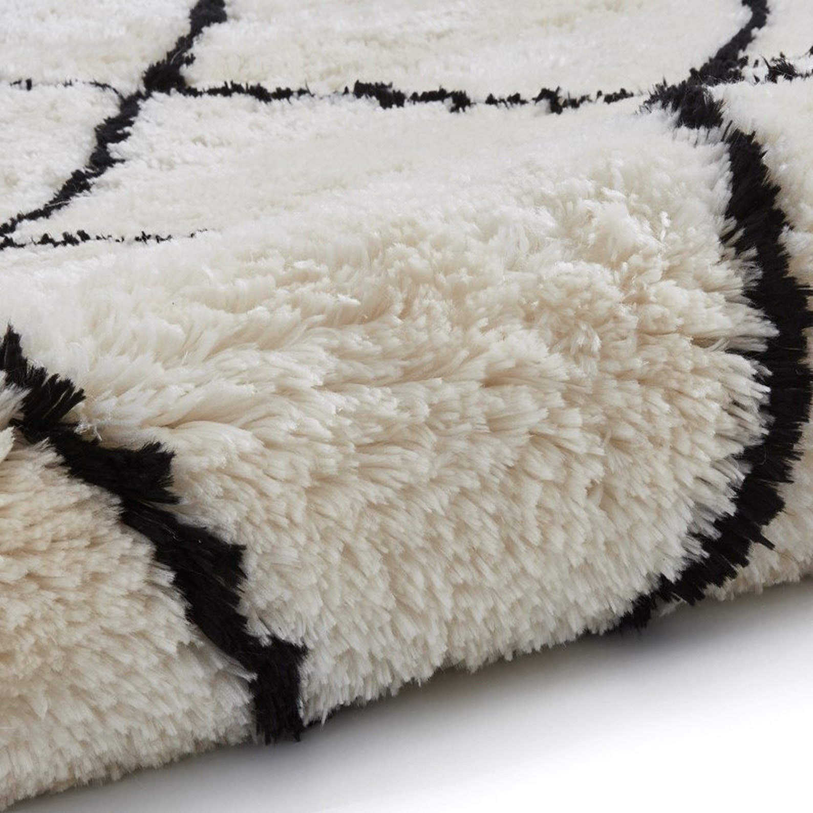 Moroccan Rug Black White Geometric Rug Large Shaggy Carpet - Etsy