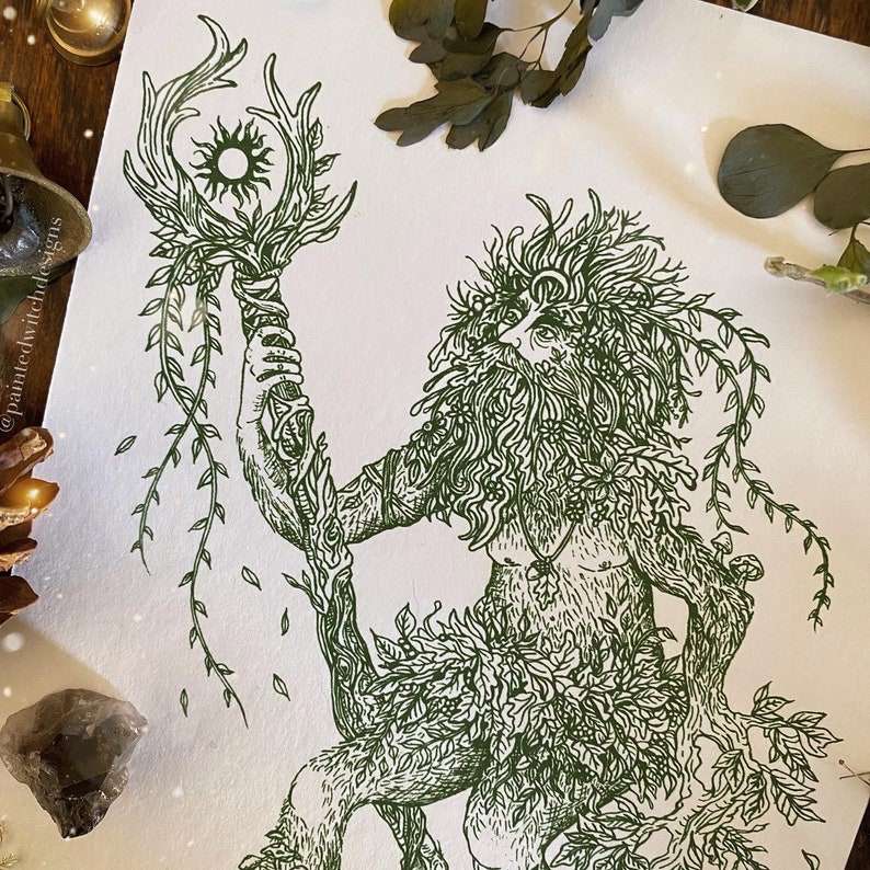 The Green Man Illustration Art Print - Etsy