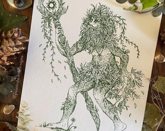 The Green Man Illustration Art Print - Etsy