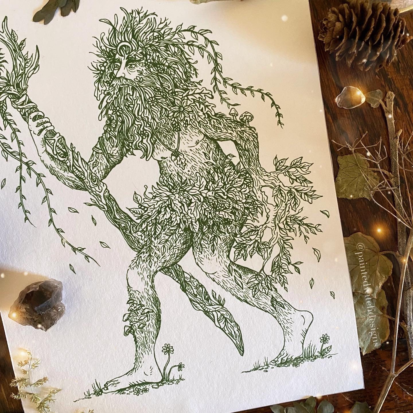 The Green Man Illustration Art Print - Etsy