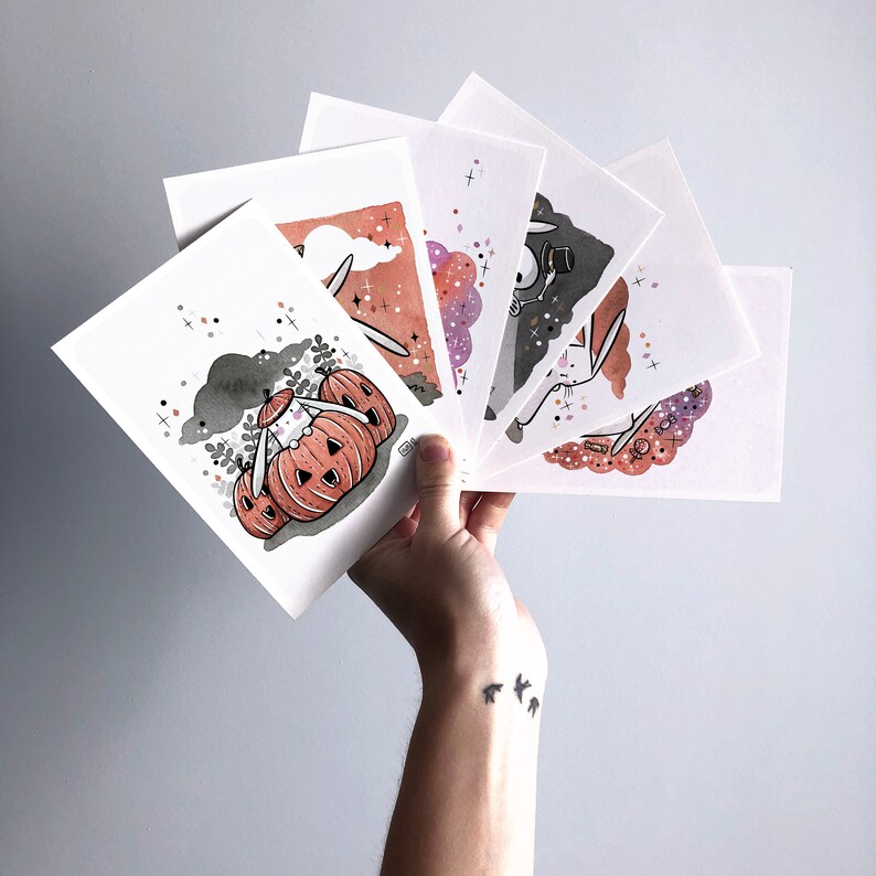 Postcards Set of 6, Halloween Collection, Pack of Fall Mini-prints ...
