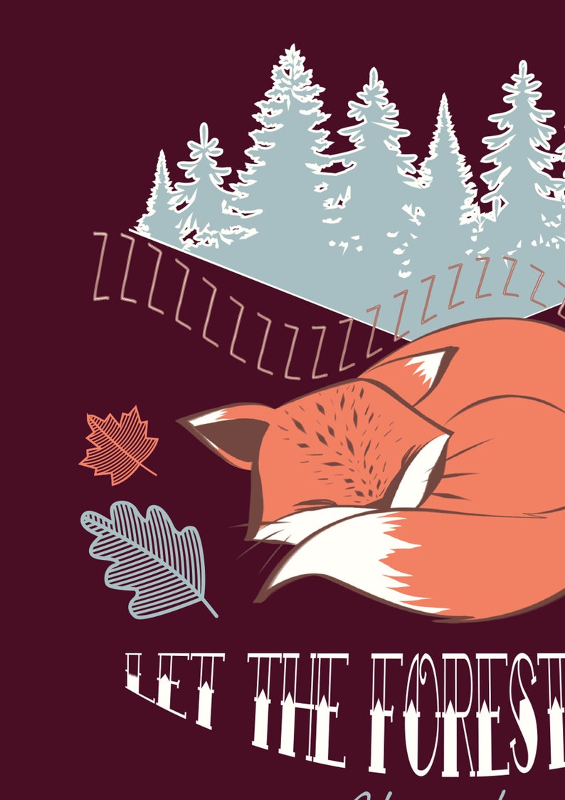 Affiche renard Illustration animal mignon Forêt sapin | Etsy