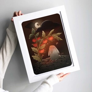 Cape Gooseberry Print - Rabbit & Physalis Illustration - Fall Night ...