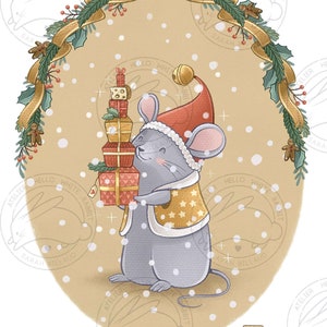 Cute Mouse Illustration, Child Print, Christmas Greetings Card ...