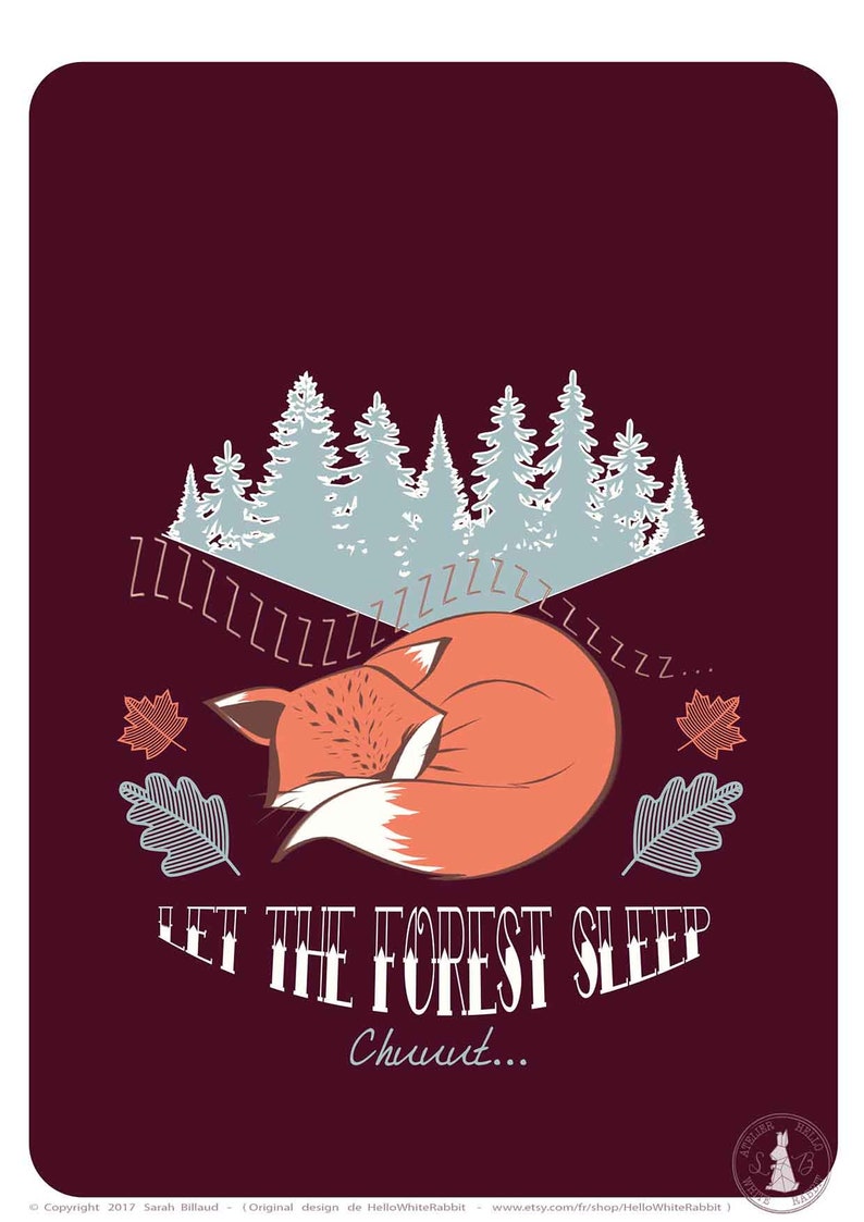 Affiche renard Illustration animal mignon Forêt sapin | Etsy