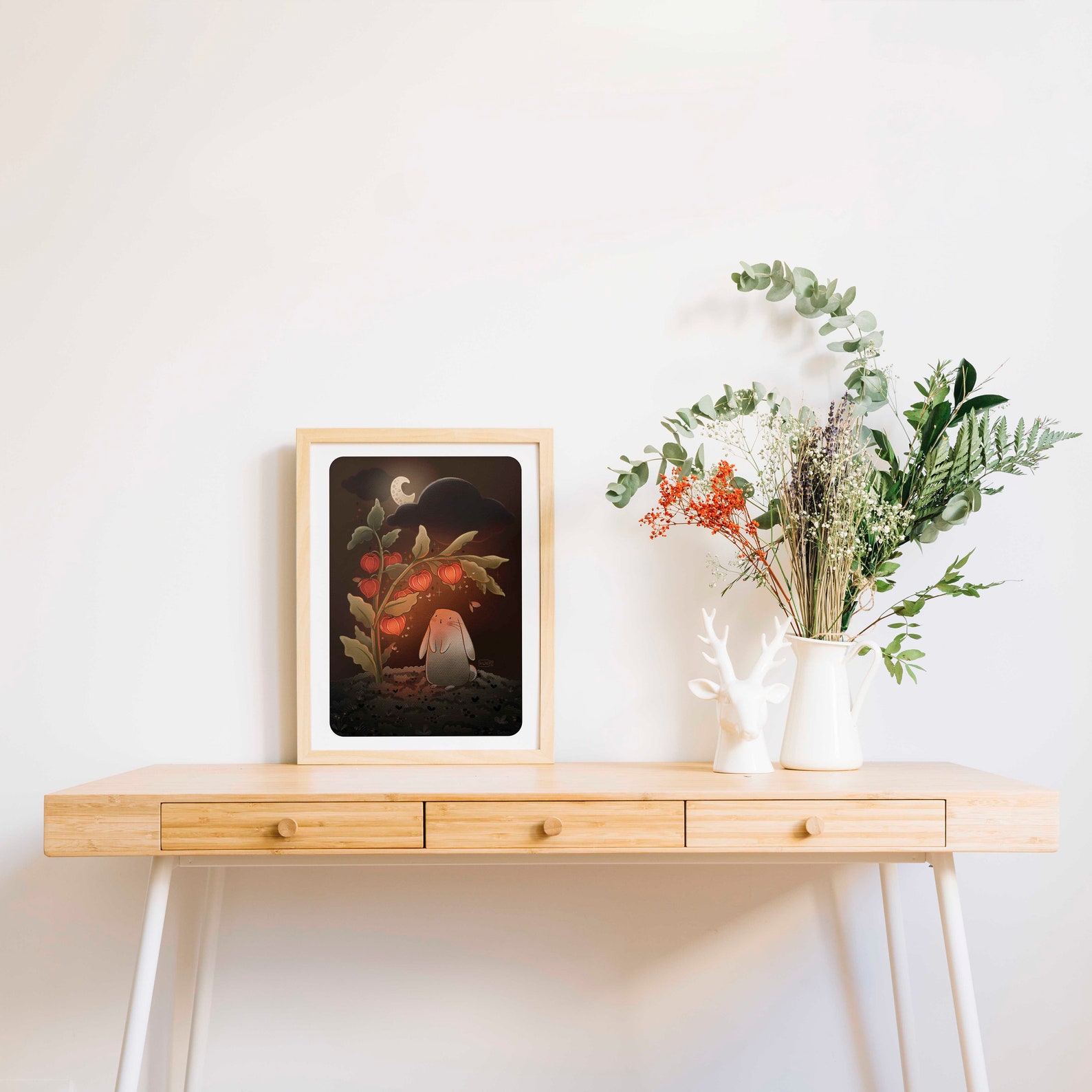 Cape Gooseberry Print Rabbit & Physalis Illustration Fall - Etsy