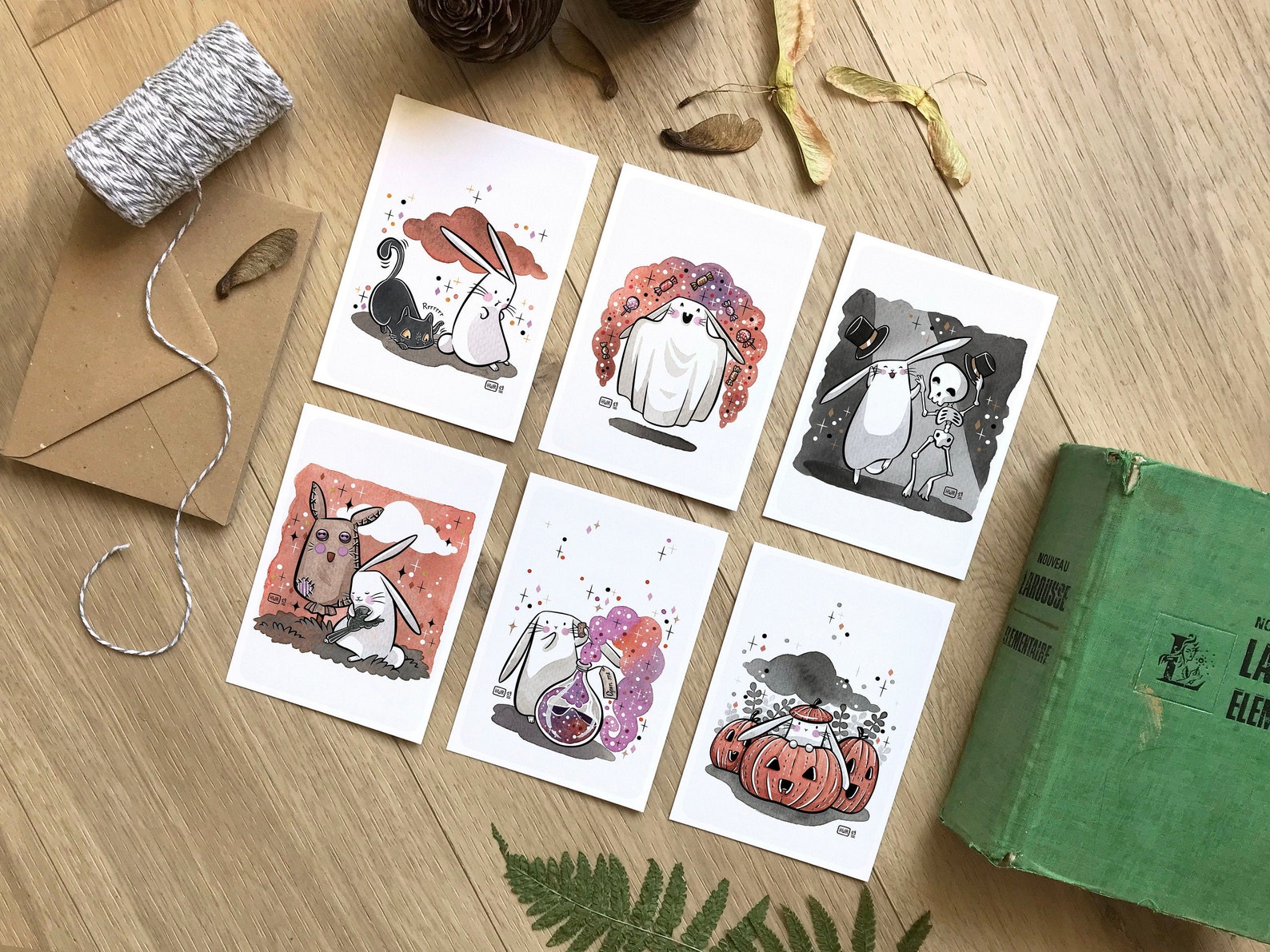 Postcards Set of 6 Halloween Collection Pack of Fall | Etsy