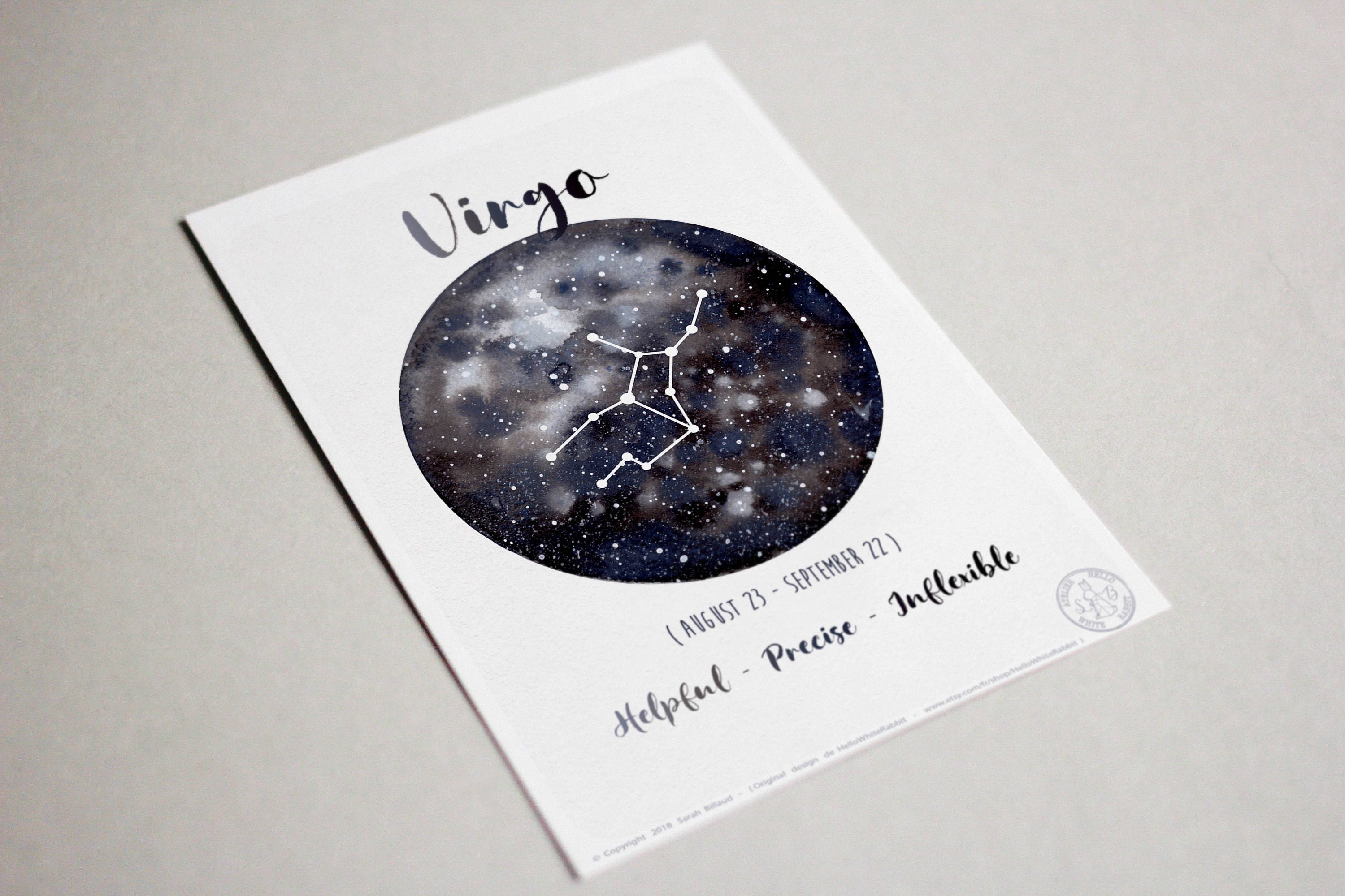 Astrology Card Zodiac Signs Virgo Horoscope Planets | Etsy