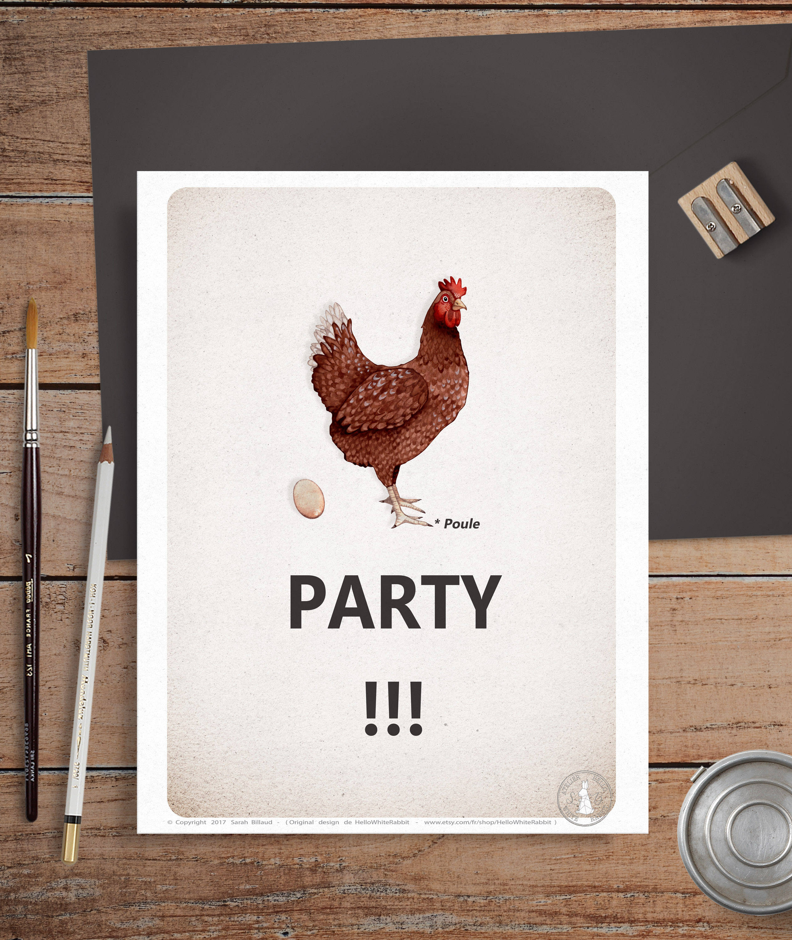 Chicken Poster Watercolor Drawing Hen Funny Message | Etsy