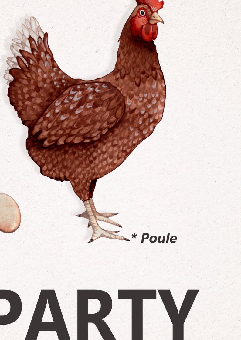 Chicken Poster Watercolor Drawing Hen Funny Message | Etsy