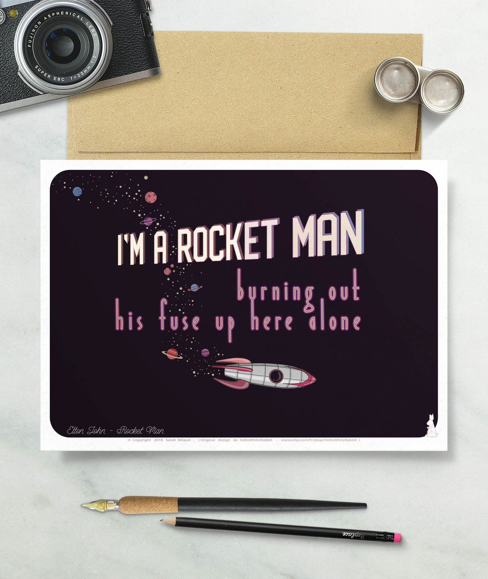 Rocket Man Poster Quote Print song lyrics Elton John Song | Etsy