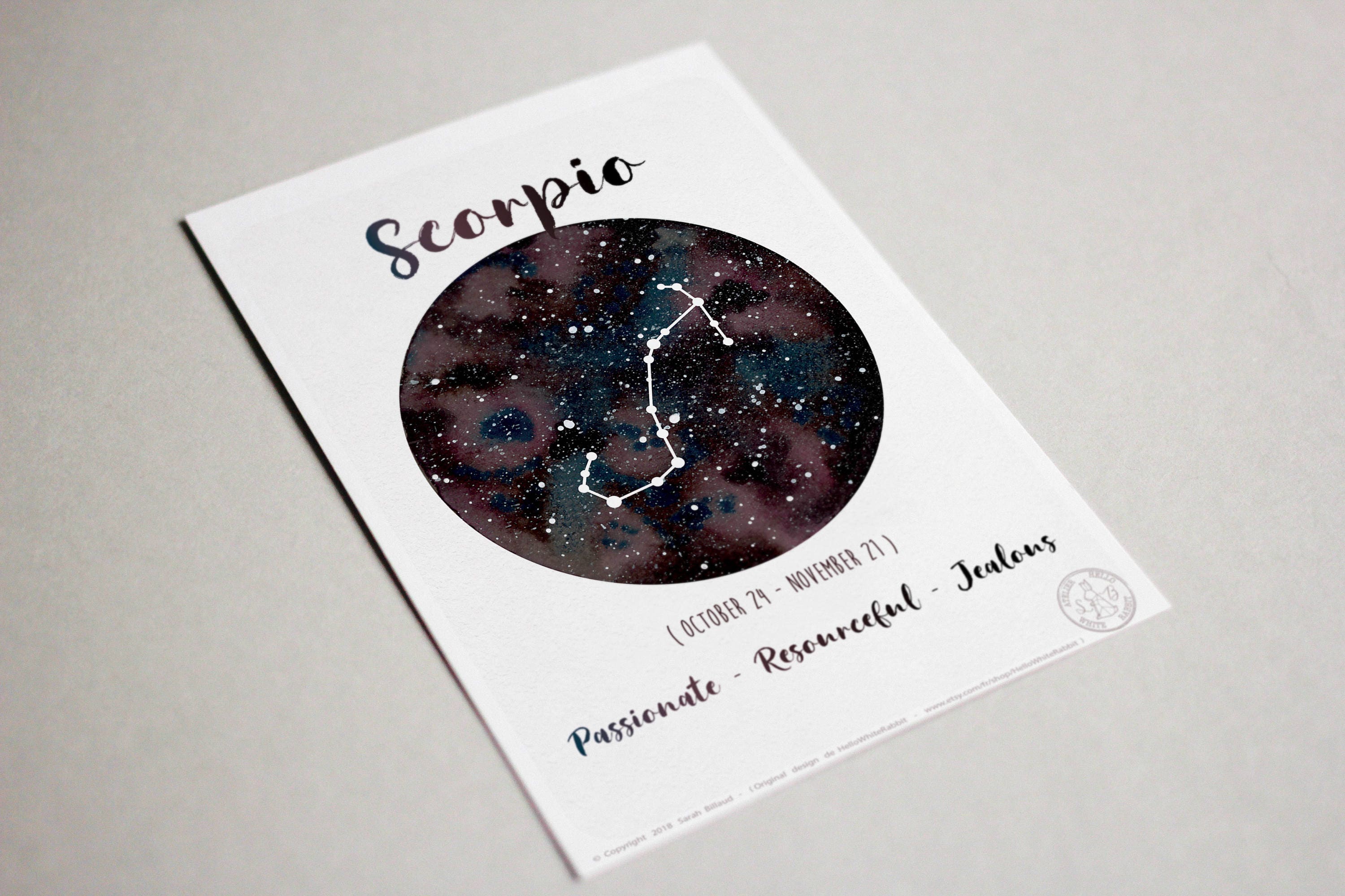 Astrology Card Zodiac Signs Scorpio Horoscope Planet | Etsy