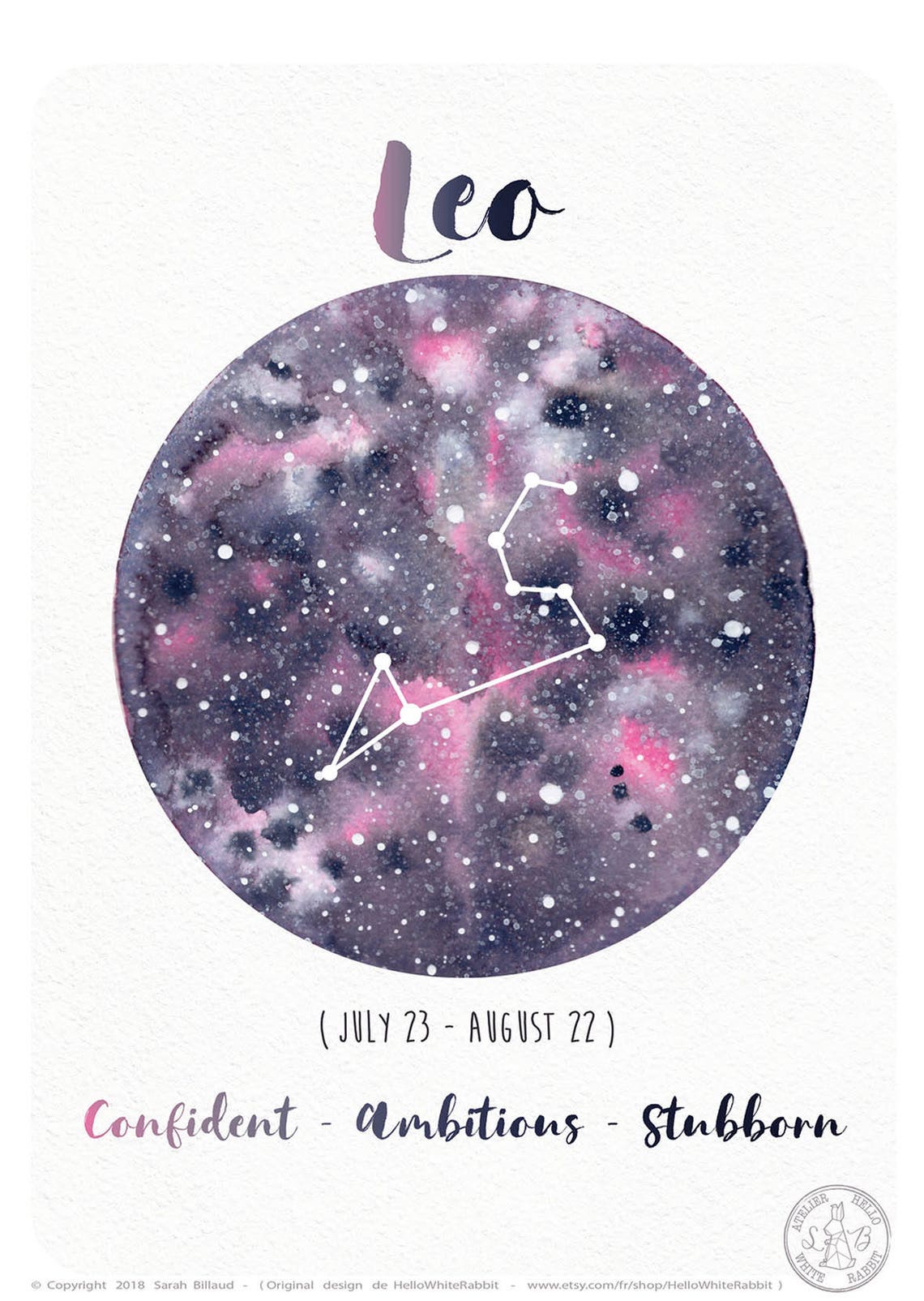 Astrology Card Zodiac Signs Leo Horoscope Planet | Etsy