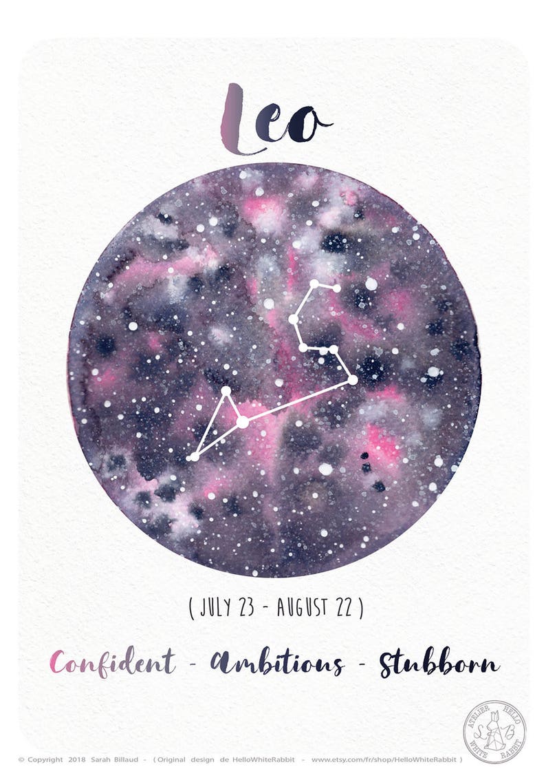 Astrology Card Zodiac Signs Leo Horoscope Planet | Etsy