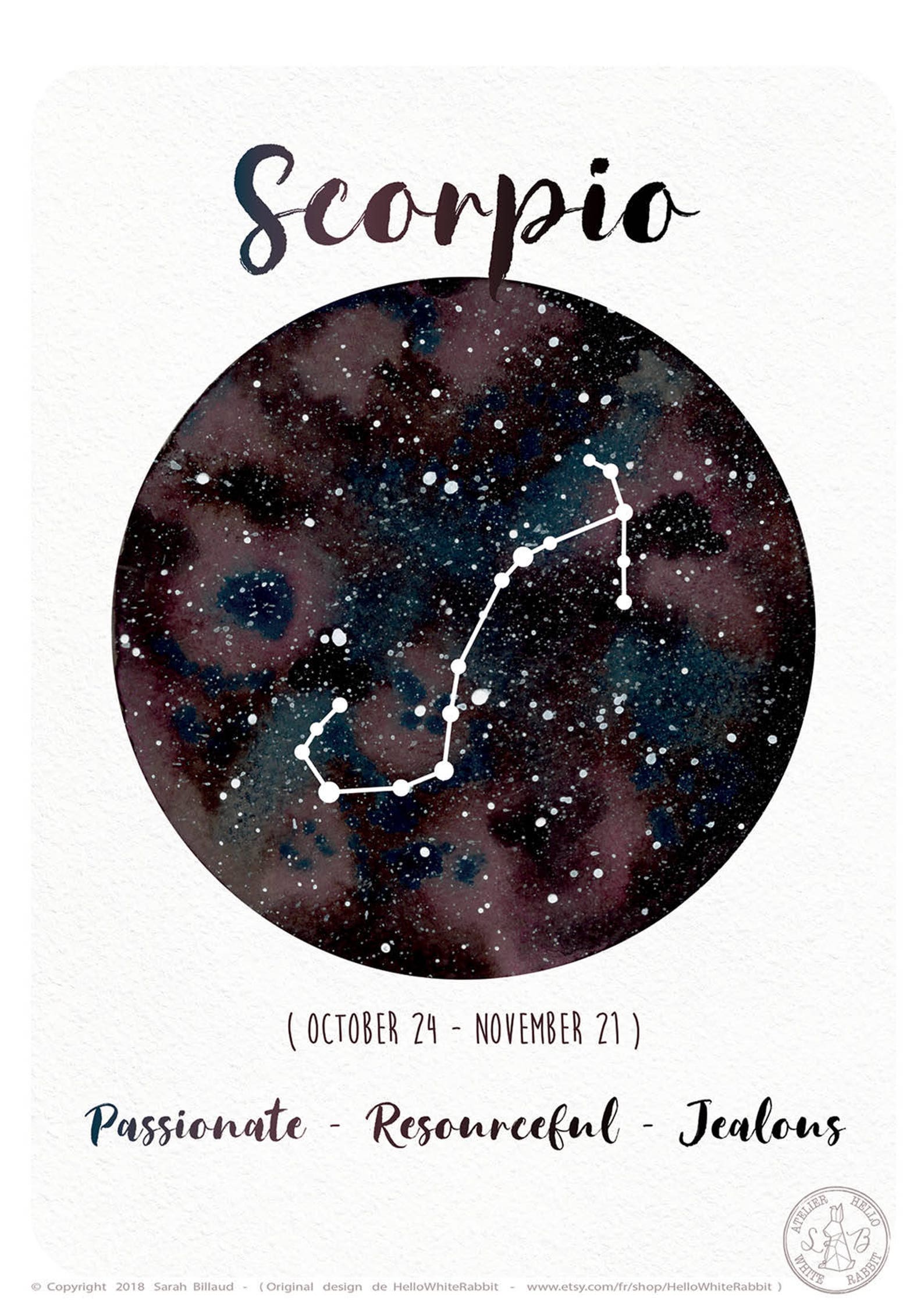 Astrology Card Zodiac Signs Scorpio Horoscope Planet - Etsy UK
