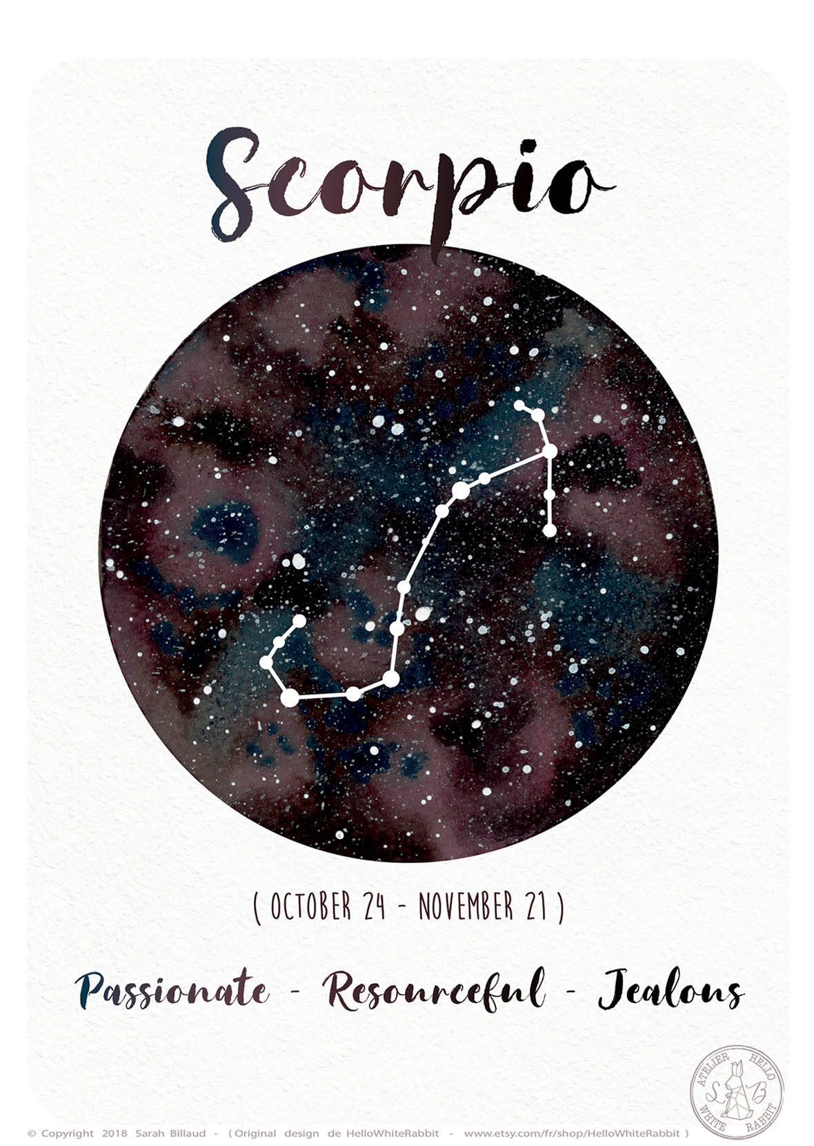 Astrology Card Zodiac Signs Scorpio Horoscope Planet - Etsy UK