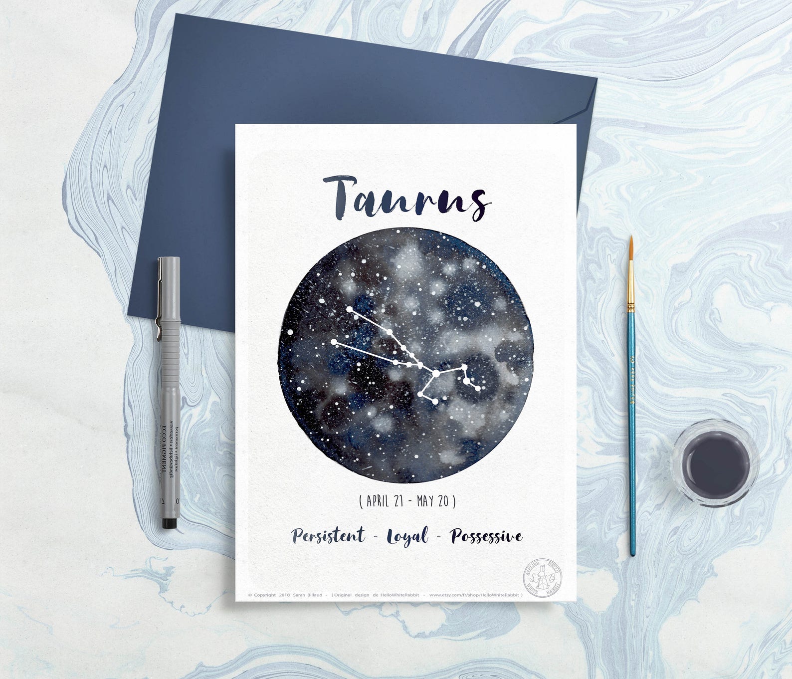 Astrology Card Zodiac Signs Taurus Horoscope Planet | Etsy