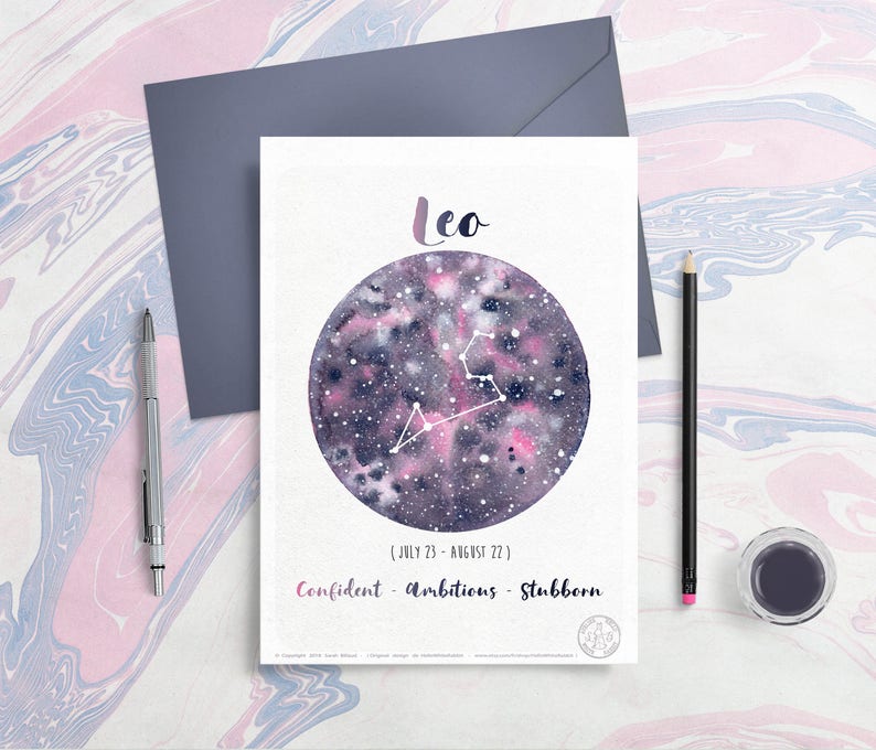 Astrology Card Zodiac Signs Leo Horoscope Planet | Etsy