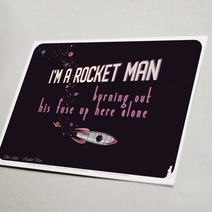 Rocket Man Poster Quote Print song lyrics Elton John Song | Etsy