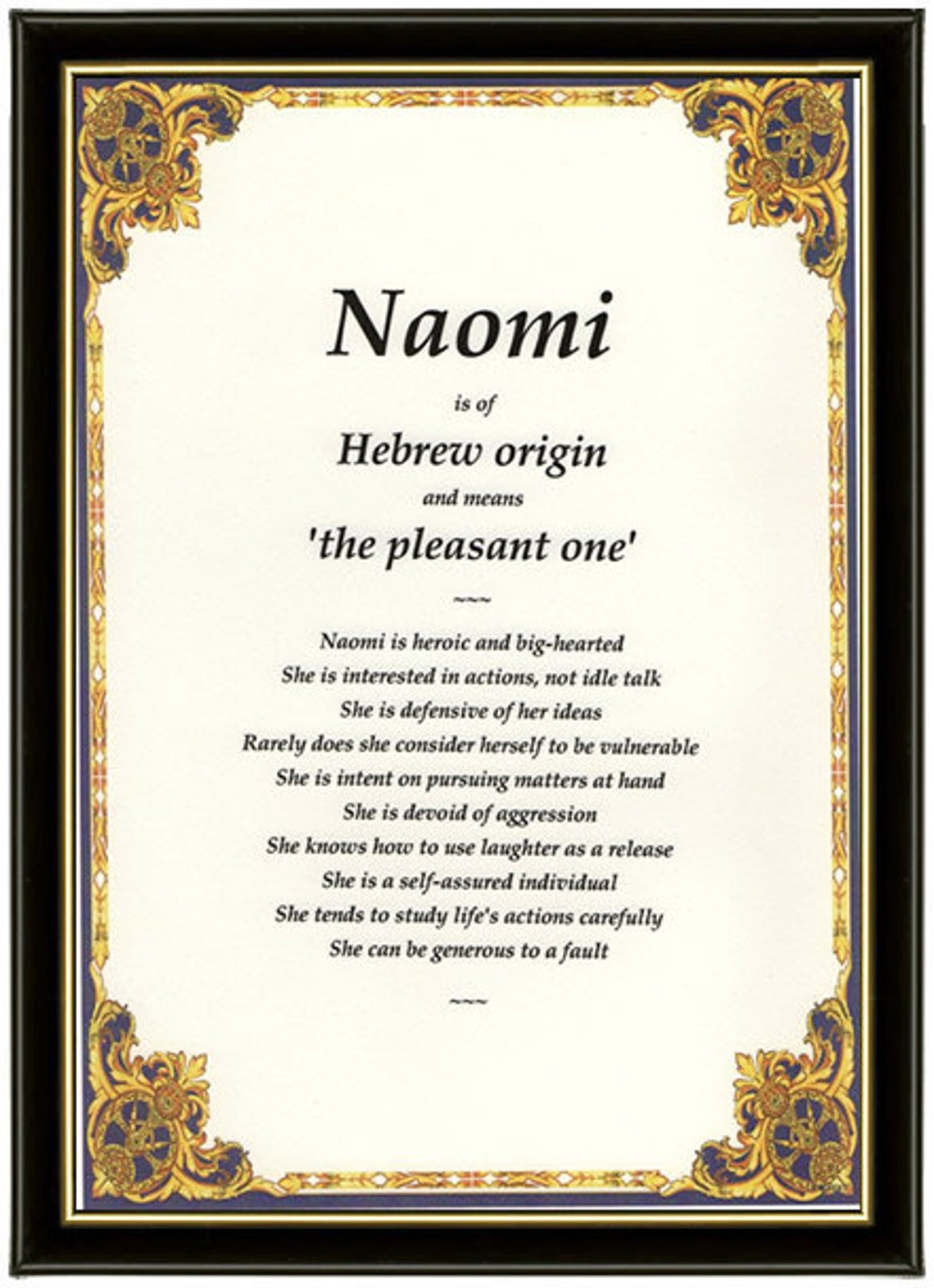 Personalised First Name Meaning Origin Gift Regal Gold Background ...