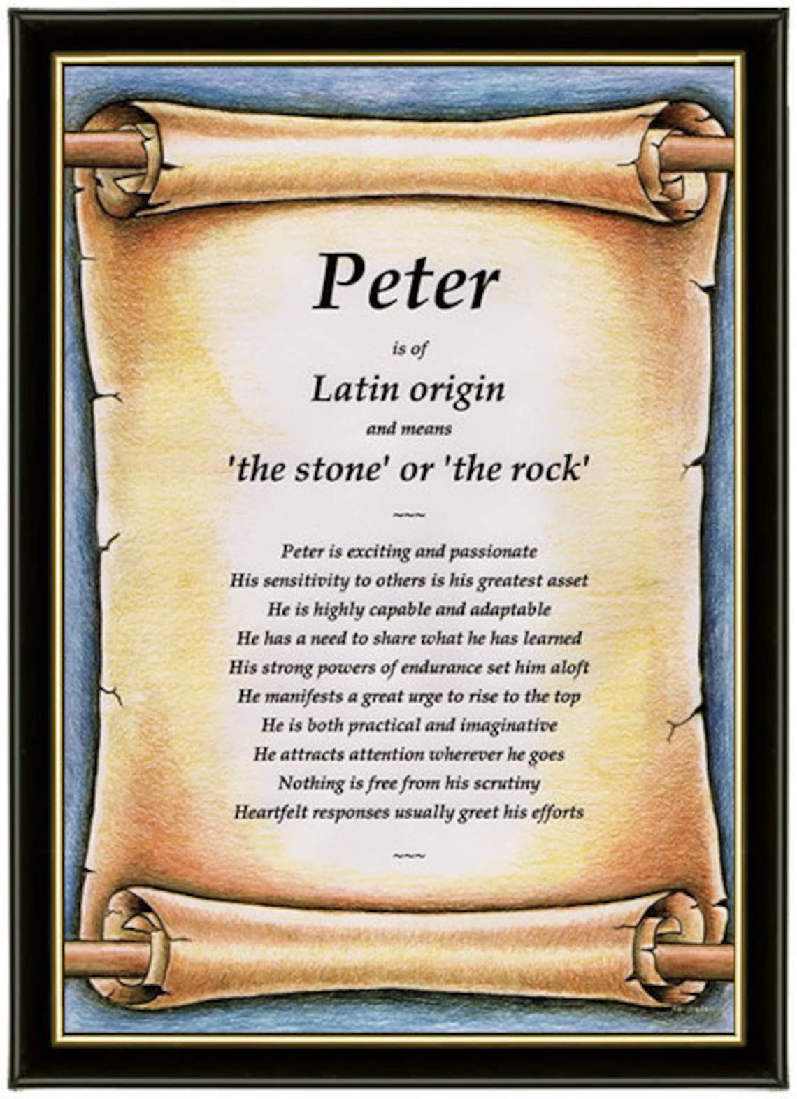 Personalised First Name Meaning Origin Gift Vintage Scroll Background ...