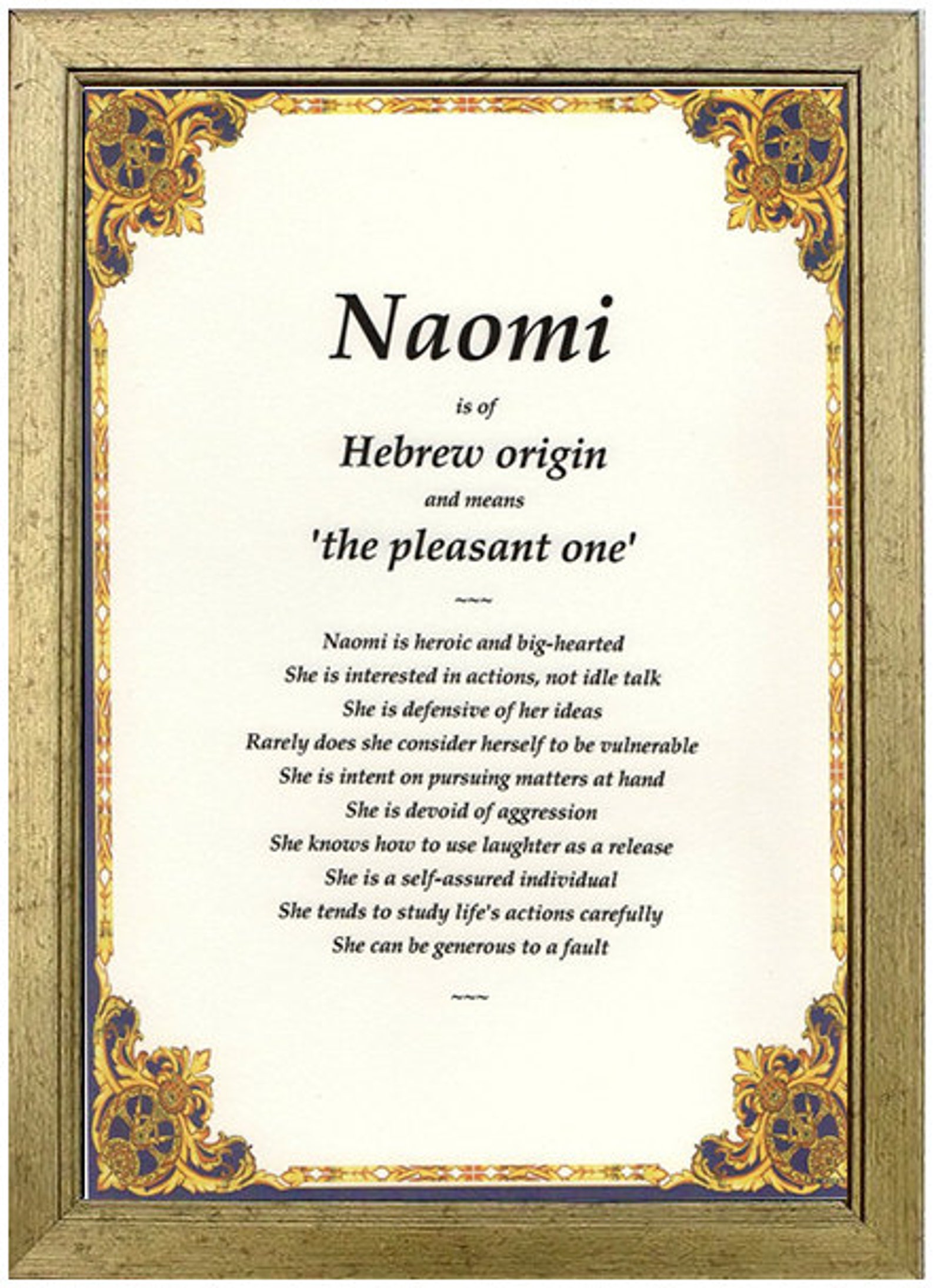 Personalised First Name Meaning Origin Gift Regal Gold Background ...
