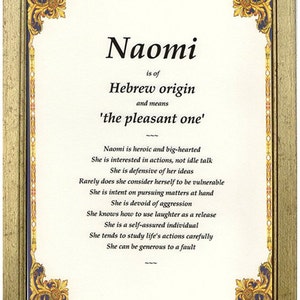 Personalised First Name Meaning Origin Gift Regal Gold Background ...