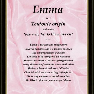 Personalised First Name Meaning Origin Gift Satin Pink - Etsy