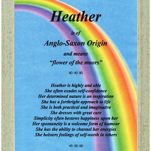 Personalised First Name Meaning & Origin Gift in a Rainbow Background ...