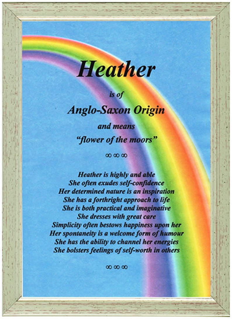 Personalised First Name Meaning & Origin Gift in a Rainbow Background ...
