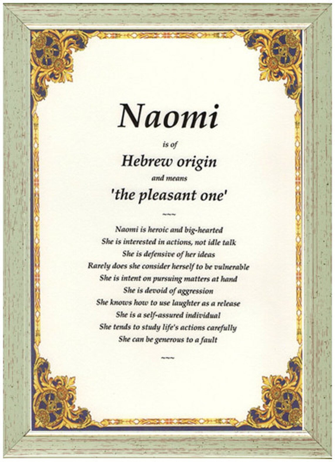 Personalised First Name Meaning Origin Gift Regal Gold Background ...