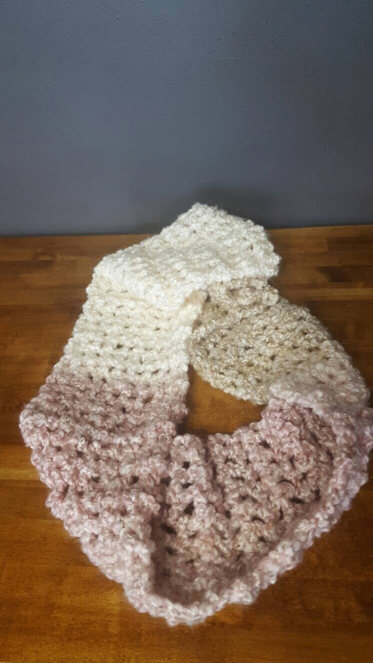 Crocheted ombre infinity scarf handmade winter accessory | Etsy