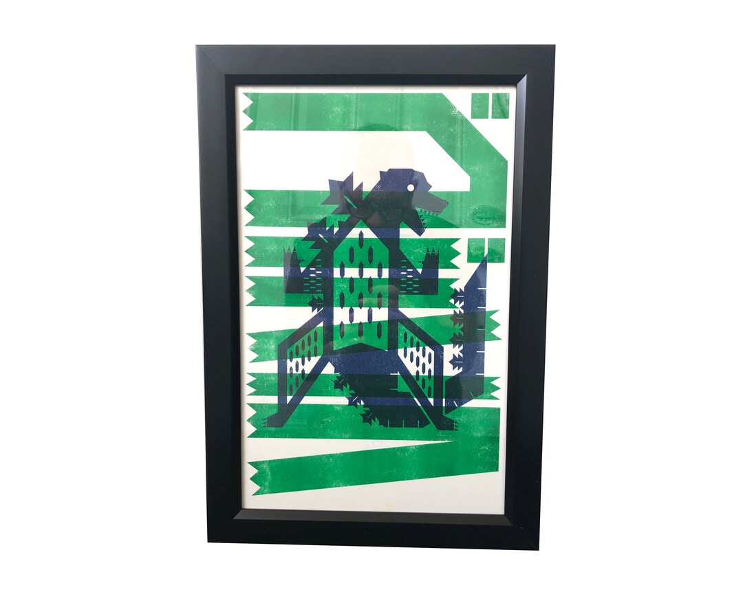 Godzilla | 11x17 Art Print | Green | Risograph | Home Decor | Pop ...