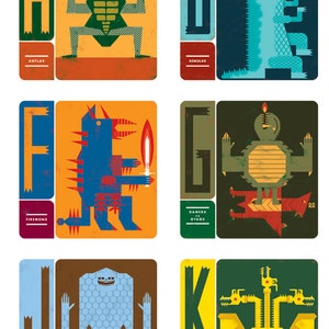 Kaiju Alphabet | Full Color | Digital Art Print | Poster | Godzilla ...