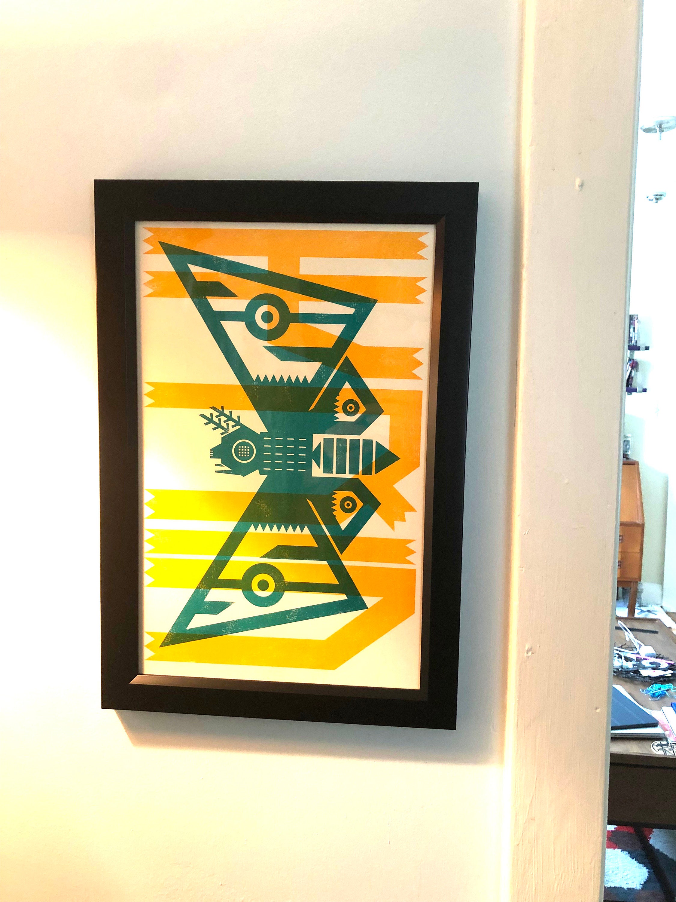 Mothra 11x17 Art Print Yellow and Blue Risograph Home - Etsy