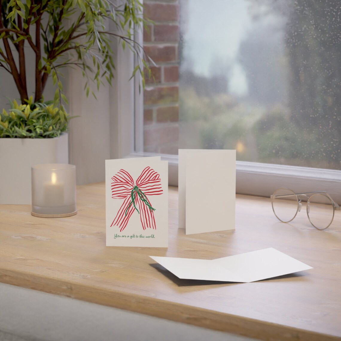 Christmas Cards, Holiday Card Set Blank, Hand Drawn Christmas Art ...