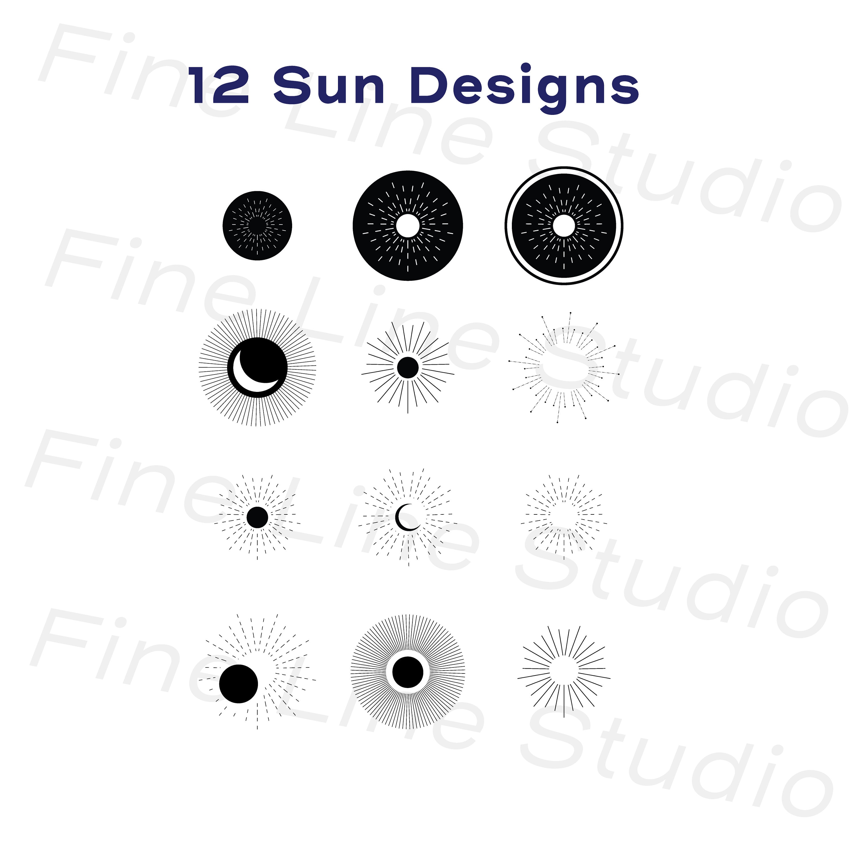 Sun-moon SVG & PNG Clip Art Bundle: Vector Files Ready for Use in ...
