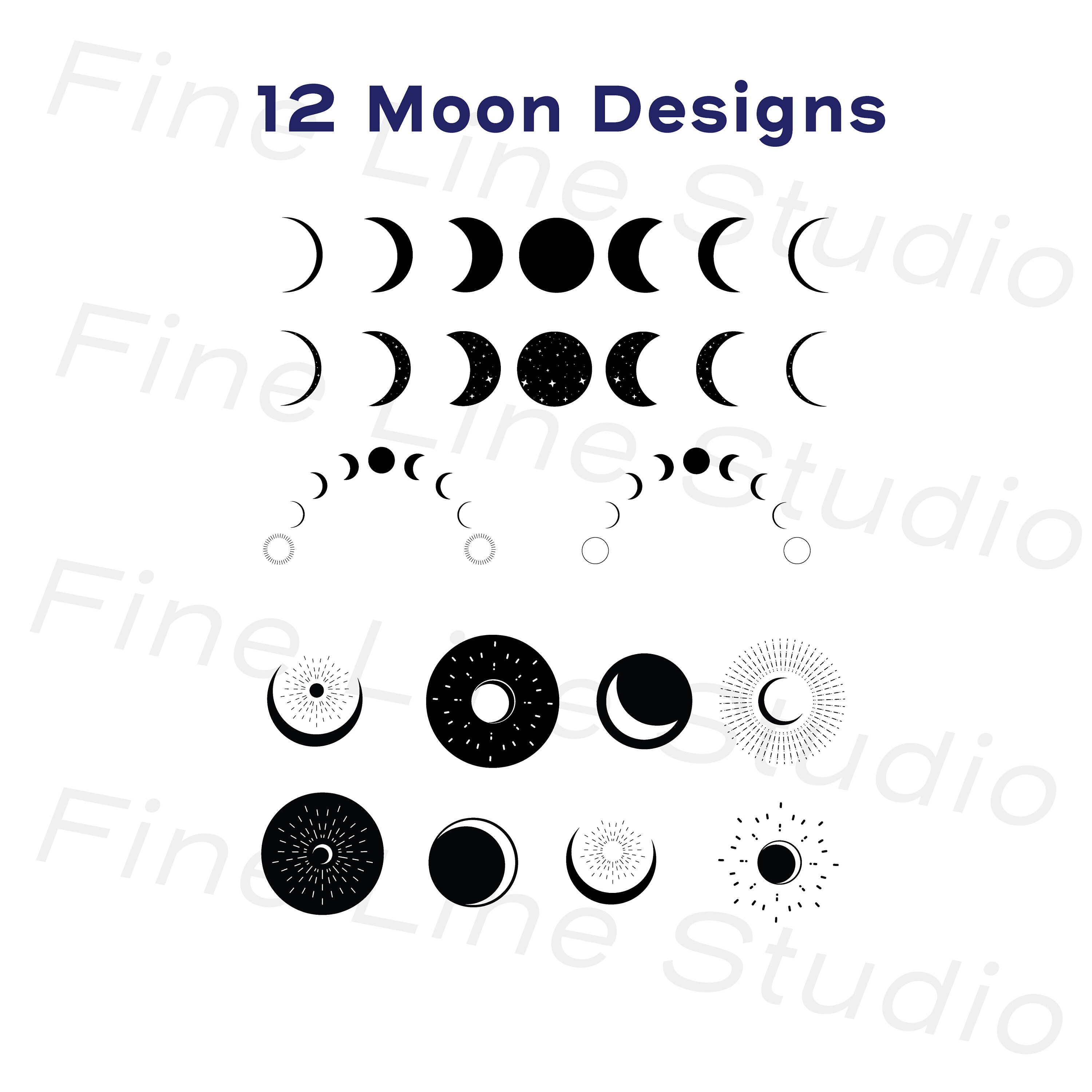 Sun-moon SVG & PNG Clip Art Bundle: Vector Files Ready for Use in ...