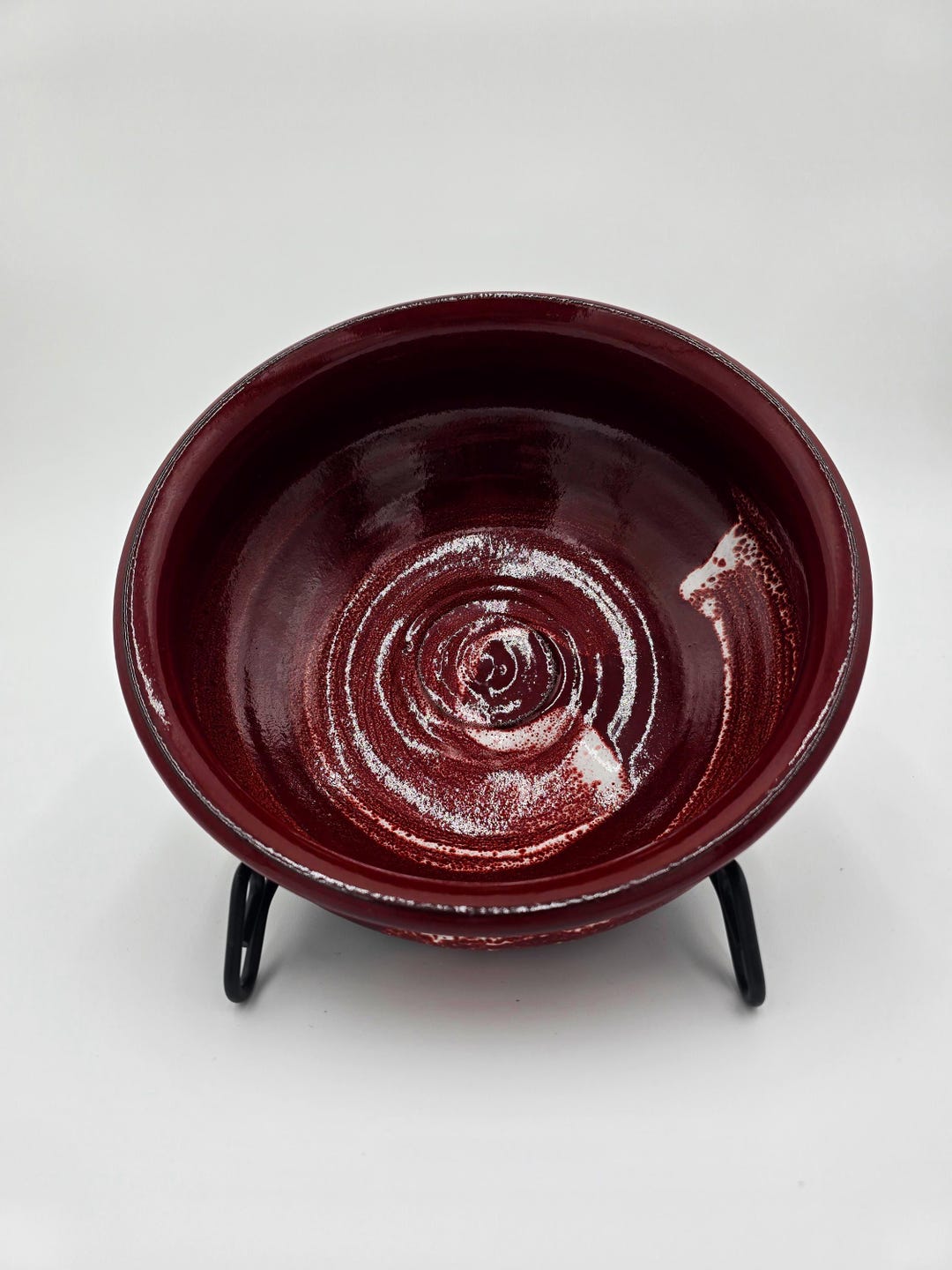 Unique Deep Red Bowl With White Accent - Etsy
