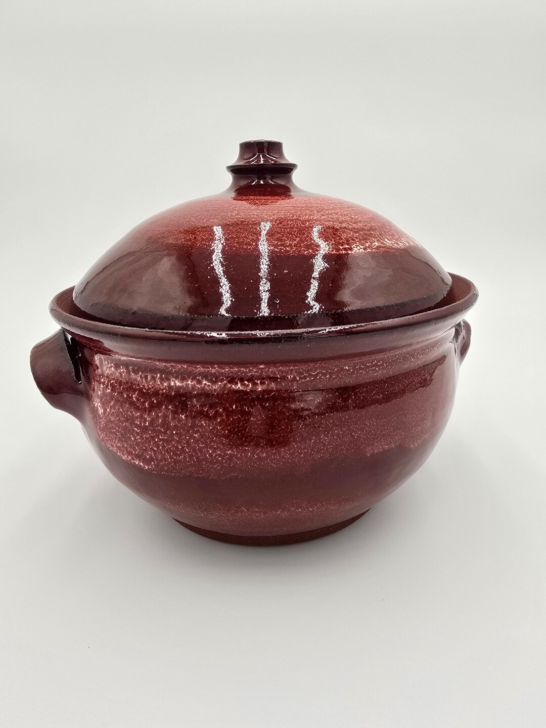 Beautiful Brick Red Serving Bowl With White Accents - Etsy