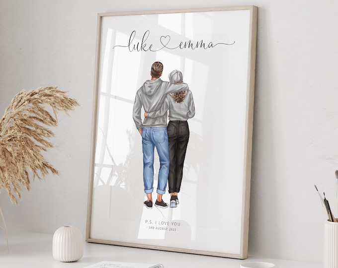 Personalised Couple Print, Couples Gift, Gift for Her, Boyfriend ...