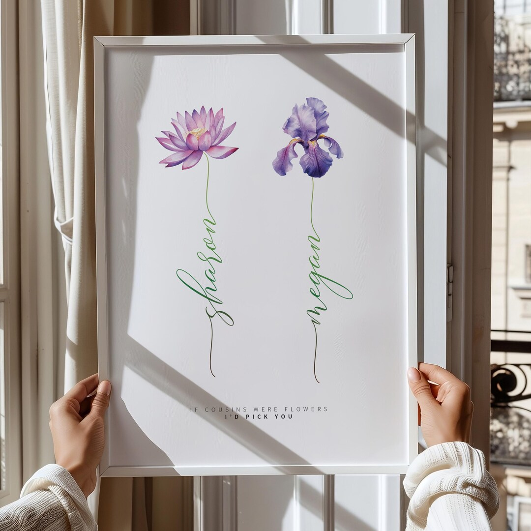 Personalised Gift for Cousin, Cousin Gift, Cousin Flower Print, Cousin ...