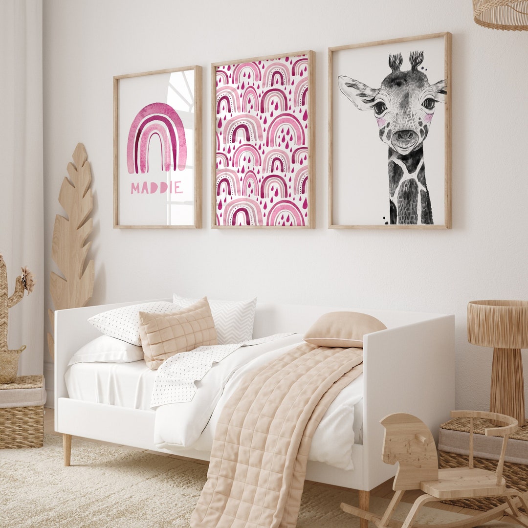 Girls Bedroom Prints Rainbow in a Set of 3, Rainbow Girls Room, Girls ...