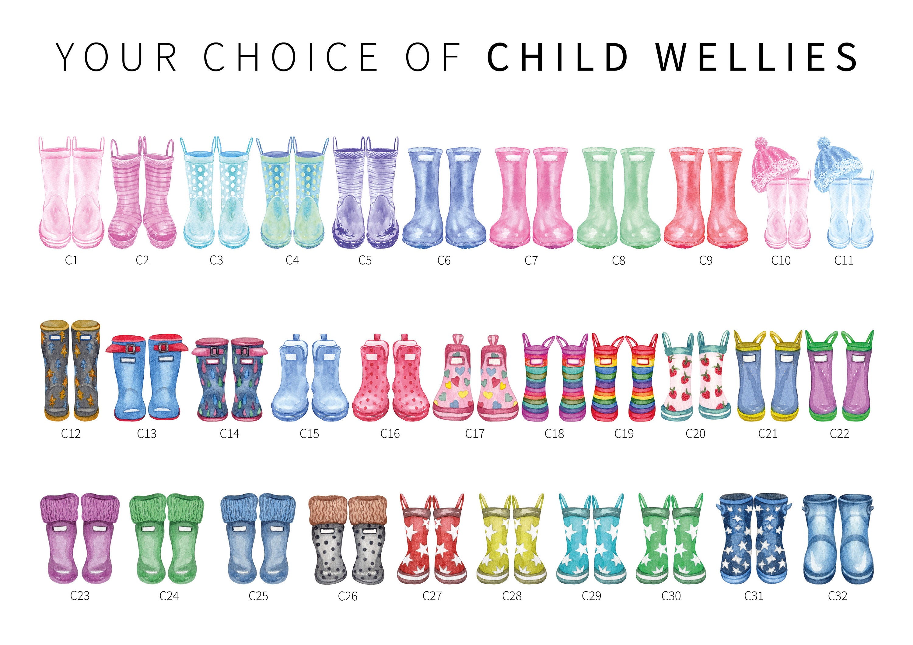 Personalised Family Print, Family Gift, Welly Print, New Home Gift ...