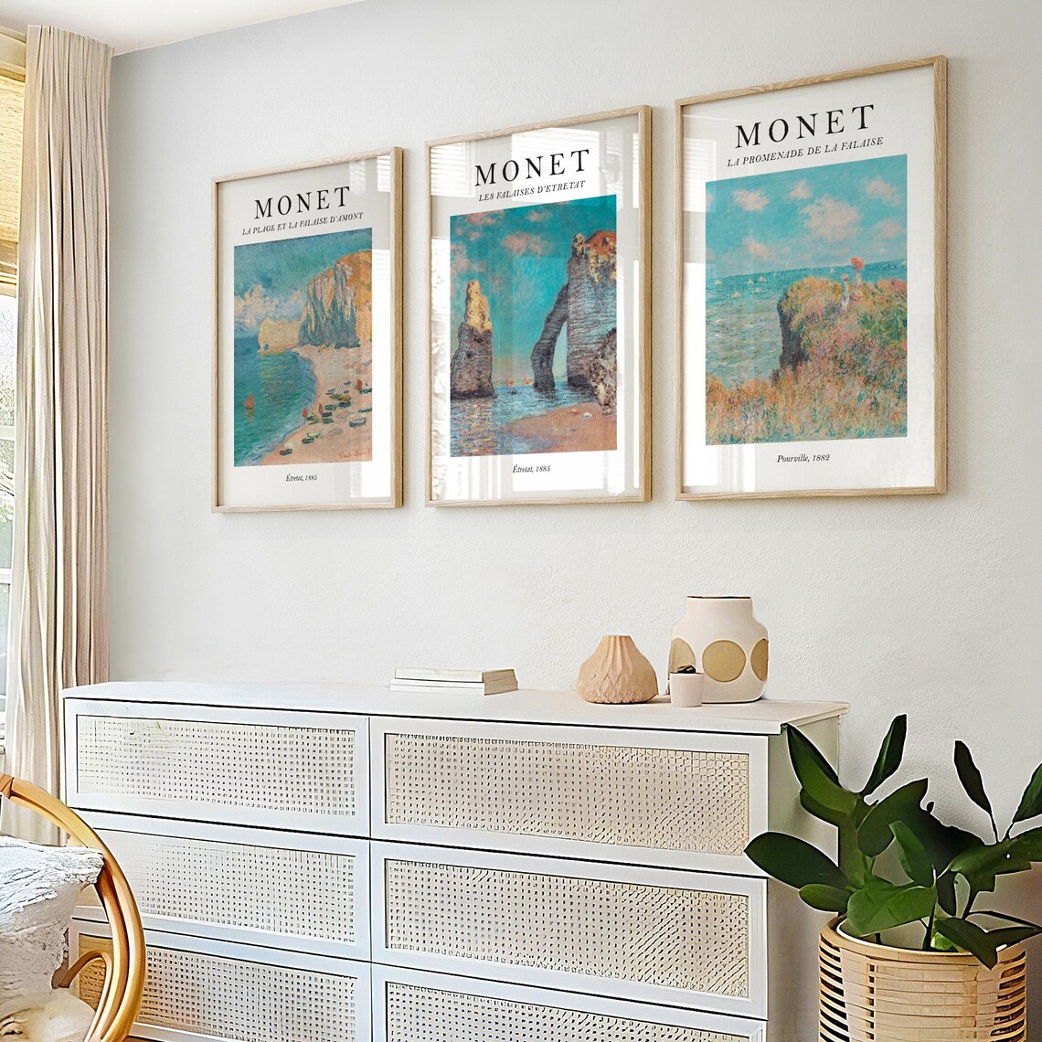 Claude Monet Wall Art Prints in a Set of 3, Beach Posters, Monet ...