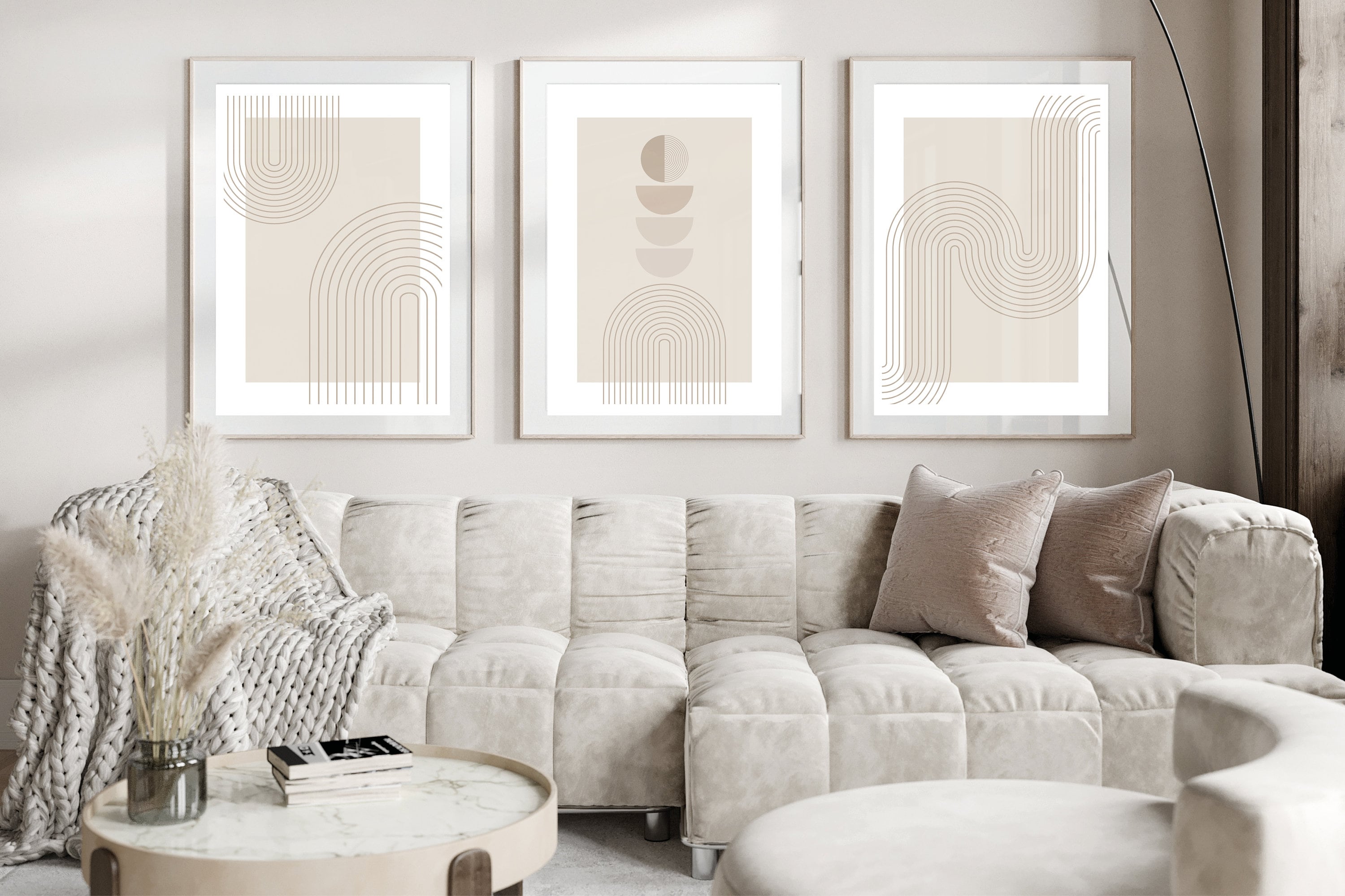 Beige Wall Art Prints in Set of 3 Minimalist Style Neutral - Etsy UK